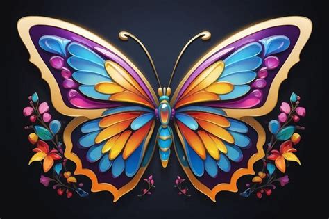 Premium Photo Radiant Flutter Colorful Butterfly Emblem