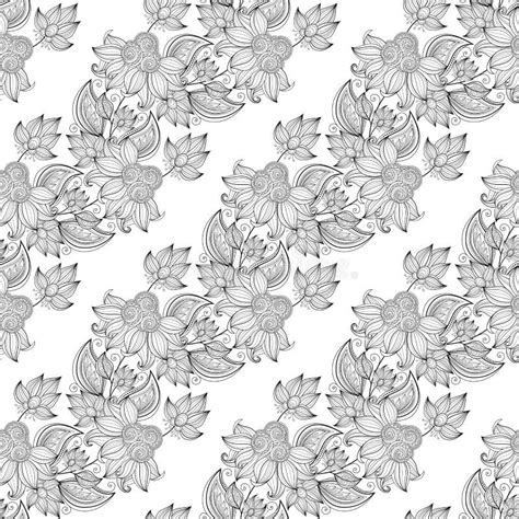 Vector Seamless Monochrome Floral Pattern Stock Vector Illustration