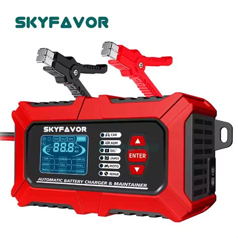 인기 제품 12v 배터리 충전기 12v 6a 펄스 기능이 있는 스마트 자동 고속 12v 납산 배터리 테스터 분석기 skyfavor