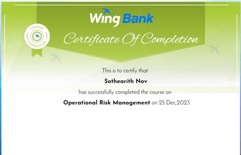 Sothearith Nov On Linkedin Certify Of Operation Risk Management