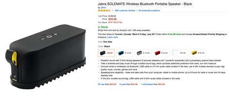 Jabra Solemate Wireless Portable Bluetooth Speaker In Black 60 Shipped