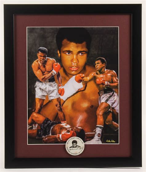 Muhammad Ali 16x19 Custom Framed Print Display With 1960s Muhammad Ali Pin Pristine Auction