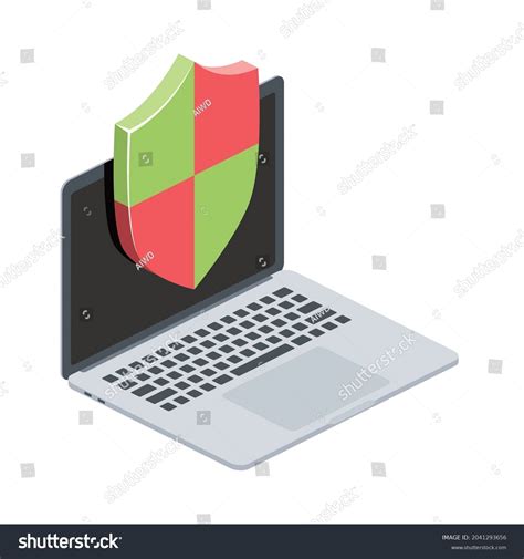 Security Shield On Laptop Screen Vector Stock Vector Royalty Free 2041293656 Shutterstock