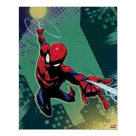 Spider Man Web Slinging From Above Poster Zazzle Spiderman