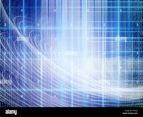 Conceptual Background Image Of Binary Code And Abstract Lights Of