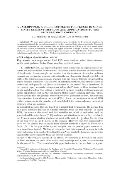 Pdf Quasi Optimal A Priori Estimates For Fluxes In Mixed Finite Element Methods And
