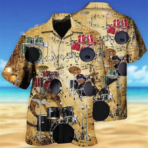 Drum Music Note Vintage Style Hawaiian Shirt Trilogyt