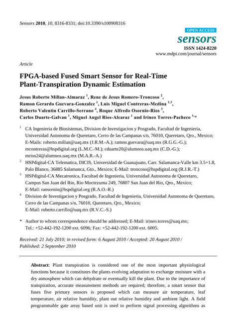 Pdf Fpga Based Fused Smart Sensor For Real Time Plant