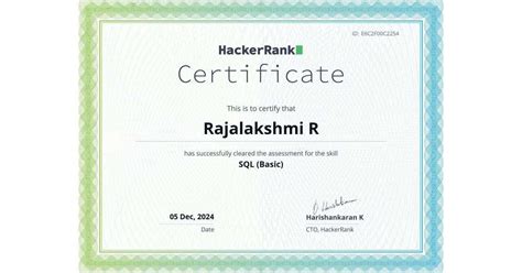 Rajalakshmi Renganathan On Linkedin Hackerrank Skill Certificate