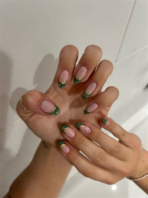Emerald Nails Emerald Nails Gold Nails French Gold Nails