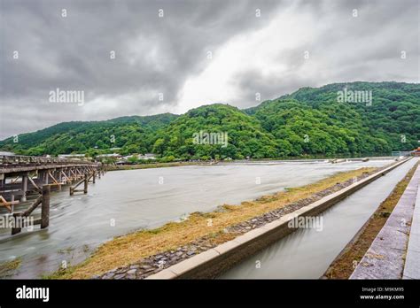 Katsura River And Togetsukyo Bridge In Arashiyama Kyoto Japan Stock