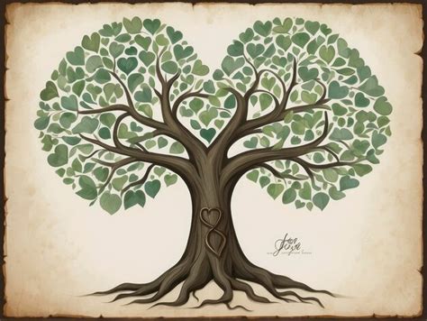 Premium Photo A Drawing Of A Tree With A Heart Shaped Trunk And Leaves On It