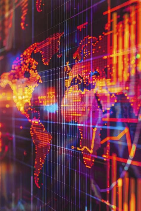 Vibrant Global Stock Market Data Visualization With World Map Interface Stock Image Image Of