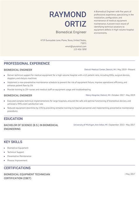 Biomedical Engineer Resume Examples And Templates For 2024
