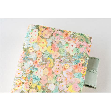 Hobonichi Techo 2024 A6 Liberty Fabrics Hollyhocks Orange Cover Only