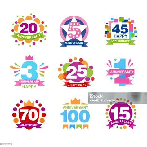 다채로운 기념일 생일 축제 표시 설정된 Ubilee 요소 컬렉션 벡터 일러스트 2015년에 대한 스톡 벡터 아트 및 기타 이미지