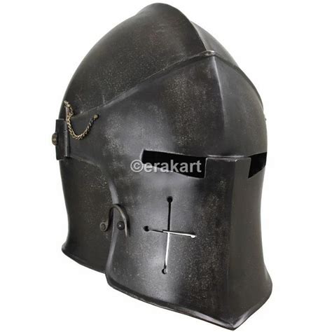 Iron Barbuta Helmet Knight Templar Crusader Helmet Black Wearable For