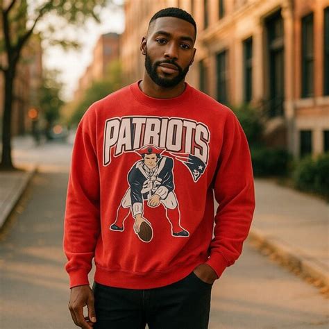 Sz Xxl Vintage Bespoke New England Patriots Red Crewneck Sweatshirt