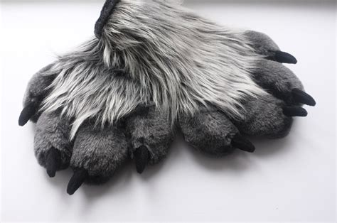 Grey Fursuit Paws Grey Wolf Paws Dark Grey Handpaws Grey Fursuit