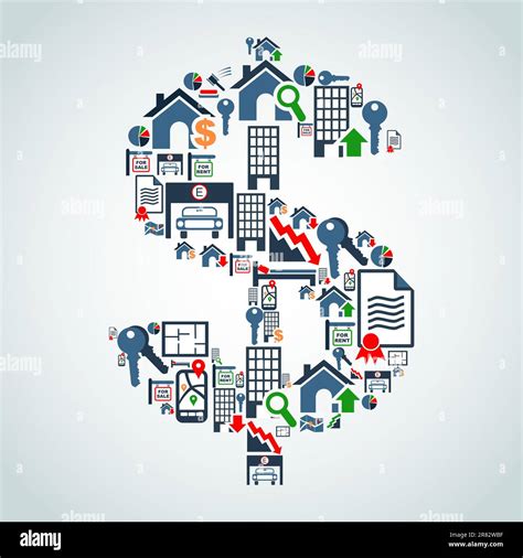 Real Estate Icon Set In Money Symbol Shape Background Illustration Vector File Layered For Easy