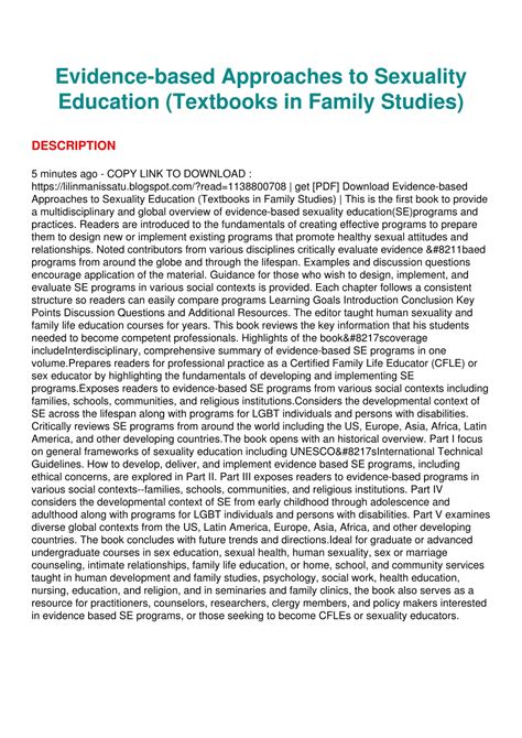 PPT READ PDF Evidence Based Approaches To Sexuality Education Textbooks In Family