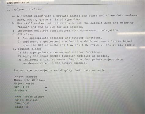 Solved Implementation 1 Implement A Class A A Student Solved Implementation 1 Implement A Class A A Student