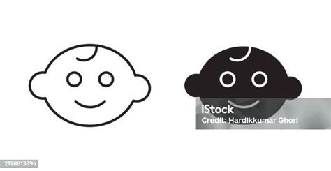 얇은 선으로 설정된 자식 머리 아이콘입니다 웹용 벡터 일러스트레이션 날씬한에 대한 스톡 벡터 아트 및 기타 이미지 날씬한 단순함 디자인 Istock