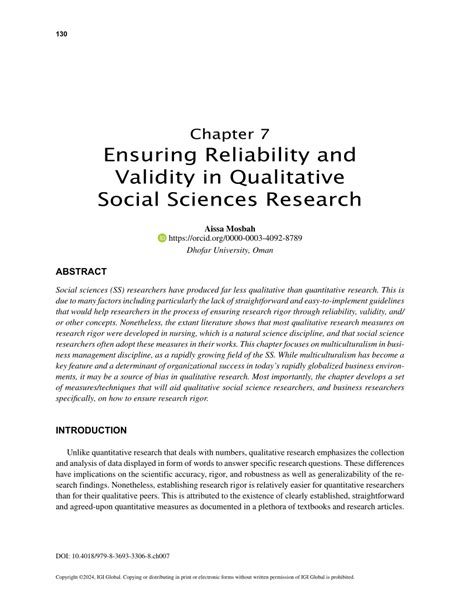 Pdf Ensuring Reliability And Validity In Qualitative Social Sciences Research