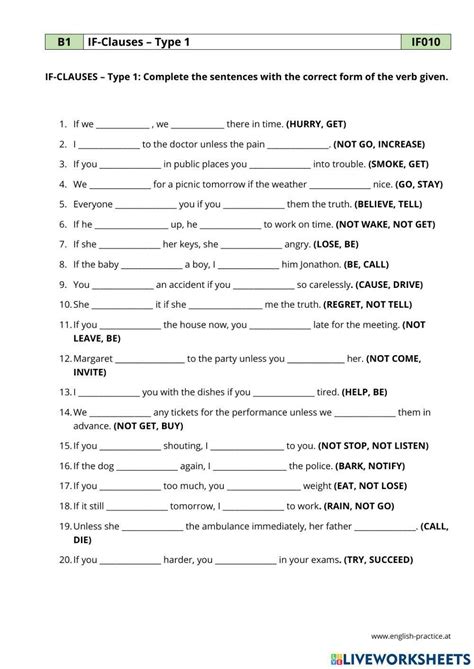 First Condition Free Interactive Worksheets 2138594