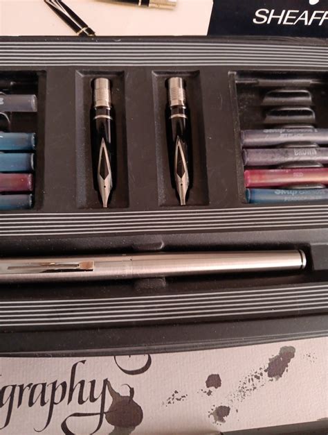 Shaeffer Calligraphy Pen Set W Targa 2 Tip Nib Stainless Read Ebay