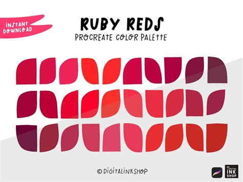 Red Shades I Procreate Color Palette Procreate Color Swatches I Procreate Brushes I Christmas