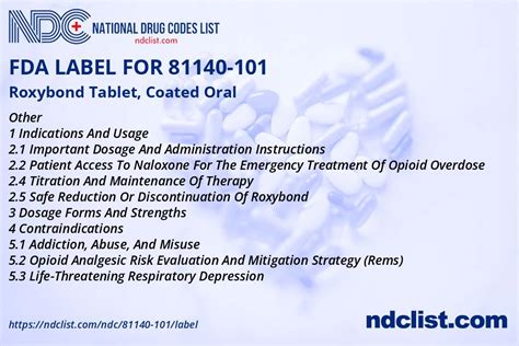 Fda Label For Roxybond Tablet Coated Oral Indications Usage