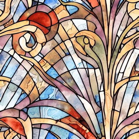 Art Nouveau Abstract Stained Glass Panel Pattern · Creative Fabrica