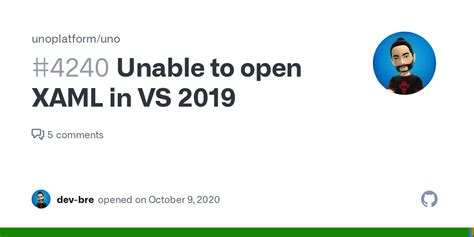 Unable To Open Xaml In Vs 2019 · Issue 4240 · Unoplatformuno · Github