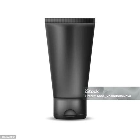 치약 크림 로션 젤 페인트에 대한 검은 색 현실적인 빈 튜브 흰색 배경에 벡터 격리 된 개체입니다 배너 카드 브로셔 및 소책자를 모의 합니다 제품 포장 그림 메이크업