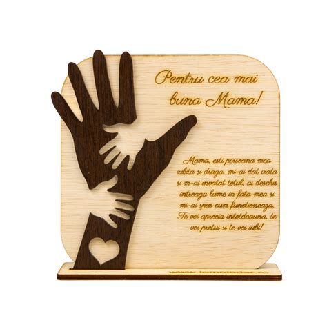 Персонализиран дървен плакет с ръце За най добрата майка Emag Bg