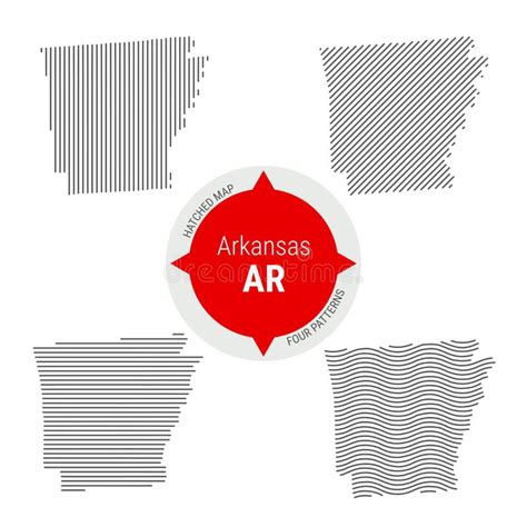 Hatched Pattern Vector Map Of Arkansas Stylized Simple Silhouette Of Arkansas Stock Vector