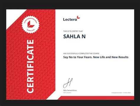 Sahla N On Linkedin I Successfully Complete A Course From Lectera