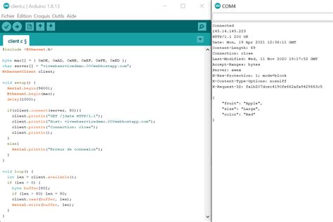 Vidéo 61 Programmer Larduino Comme Client Avec Ethernet Shield Objets Connectés