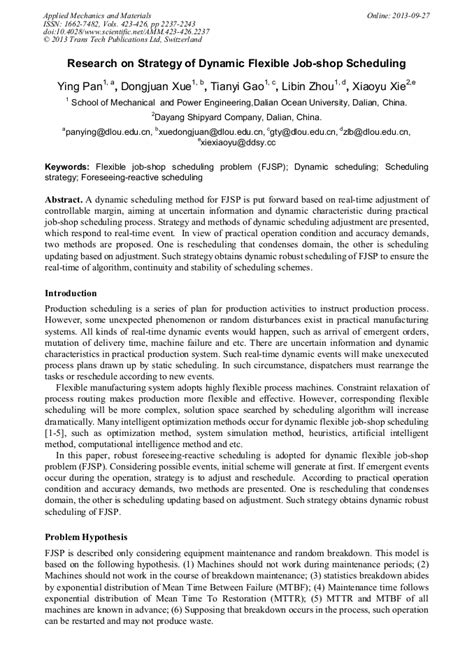 research on strategy of dynamic flexible job shop scheduling