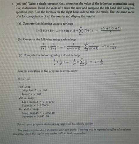 Solved 1 100 Pts Write A Single Program That Computes The