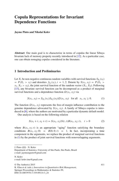 Pdf Copula Representations For Invariant Dependence Functions