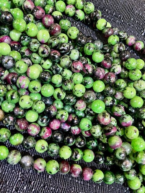 Aaa Natural Ruby Zolsite Stone Bead 6mm 8mm Round Bead Etsy