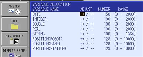 Adjusting Number Of Variables Allocated Yaskawa Motoman