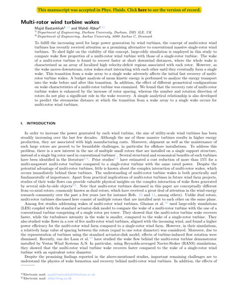 Pdf Multi Rotor Wind Turbine Wakes