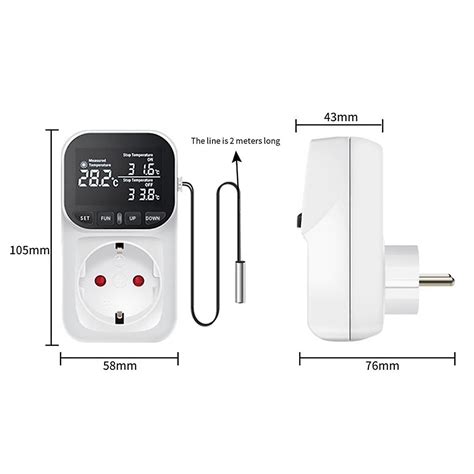 Digital Temperature Controller Reptile Thermostat Timer Switch Plug With Sensor For Home