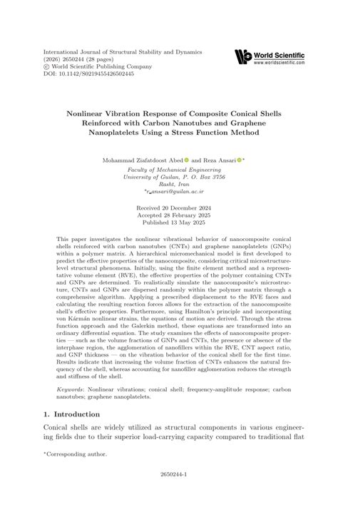 Nonlinear Vibration Response Of Composite Conical Shells Reinforced