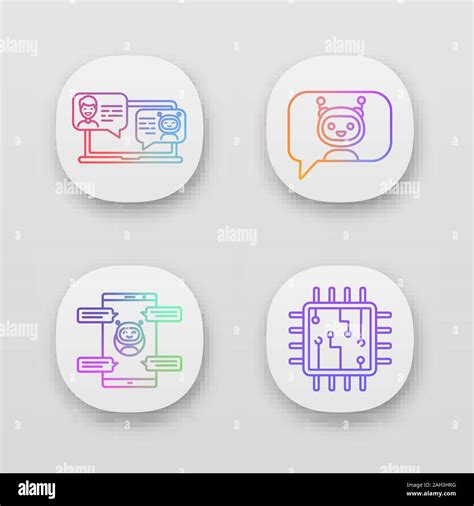 chatbots app icons set ui ux user interface virtual assistants messenger and chat bots