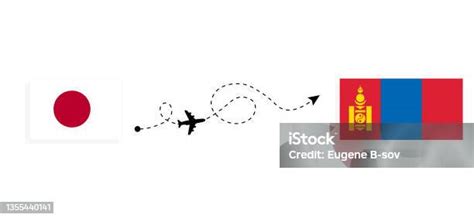 일본에서 몽골행 여객비행기 여행 컨셉으로 항공편 및 여행 개념에 대한 스톡 벡터 아트 및 기타 이미지 개념 공항 관광 Istock