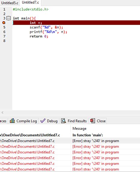 Stray Error In Dev C Silveryellow